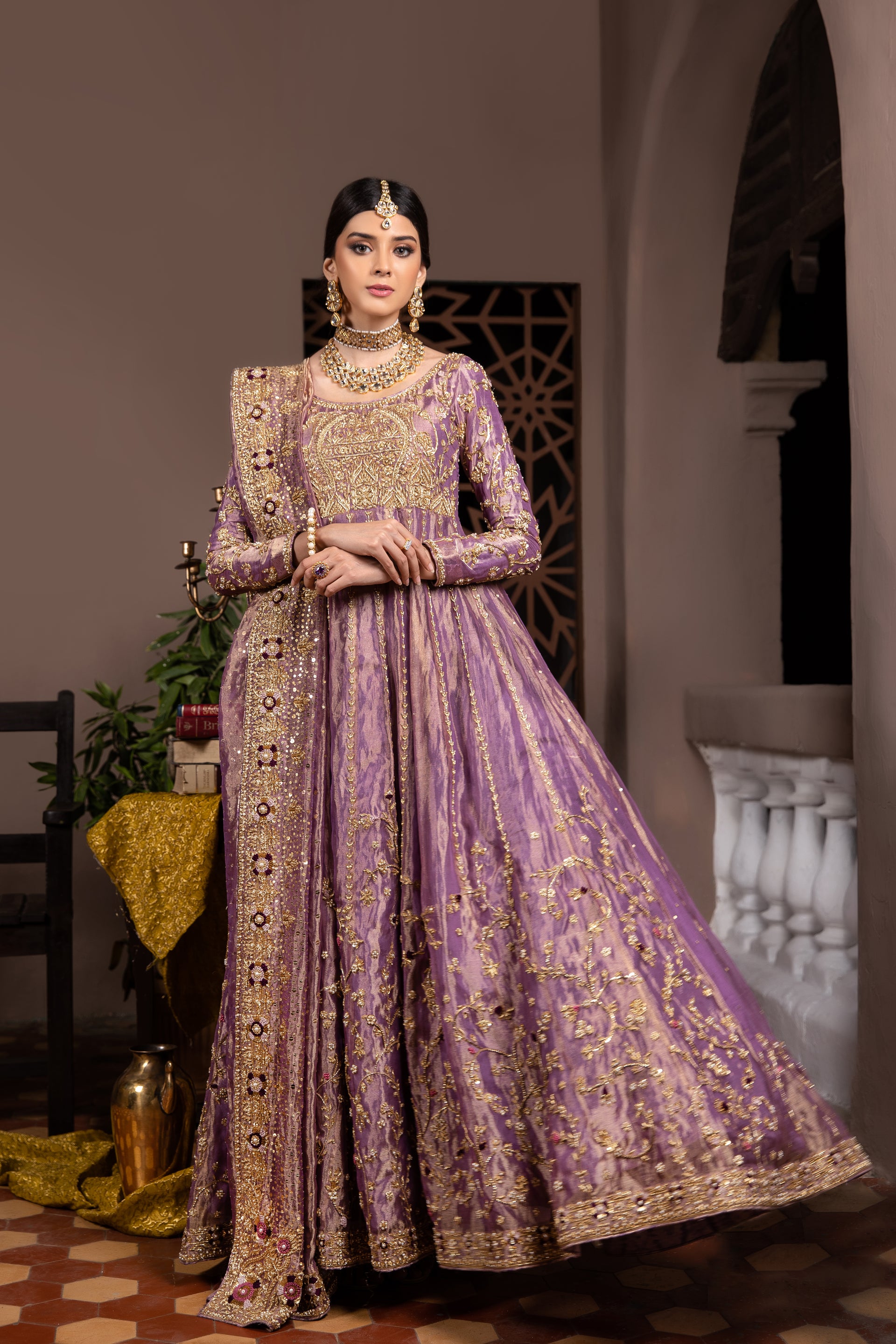 Amethyst Kalidar Bridal Outfit - Elegant Peshwas in Lilac Shade – Talha ...