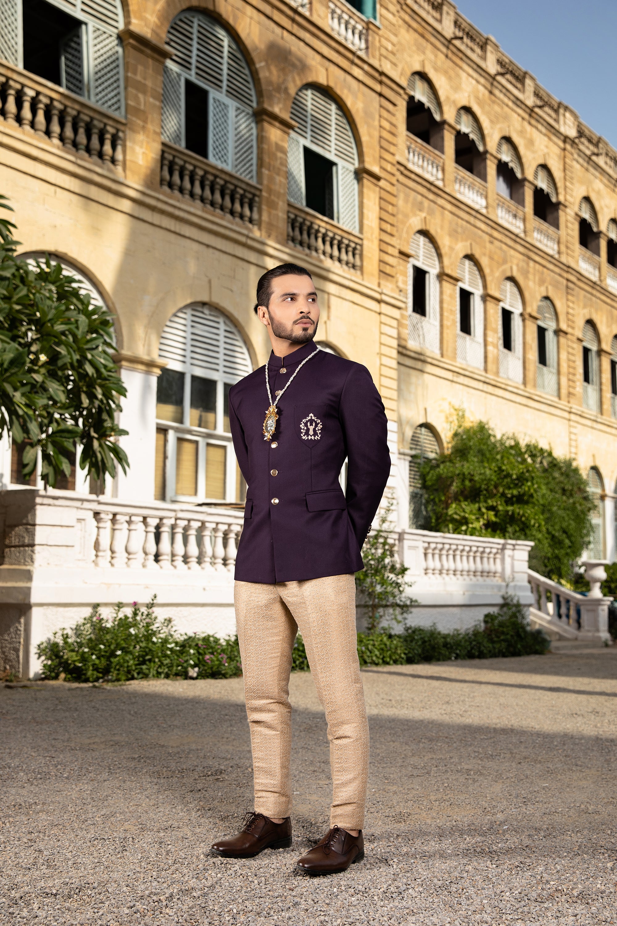 Purple Prince Suit with Silk Karandi Pants - Elevate Your Wedding ...
